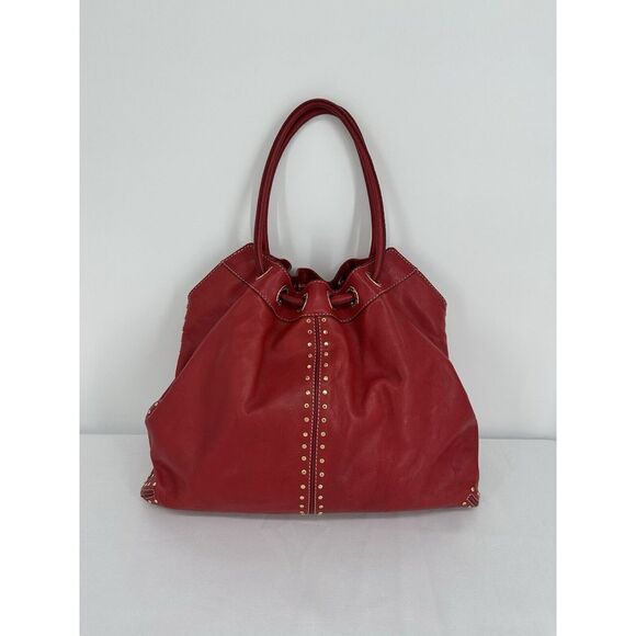 KORS Michael Kors | Bags | Michael Kors Astor Red Leather Gold Studded ...